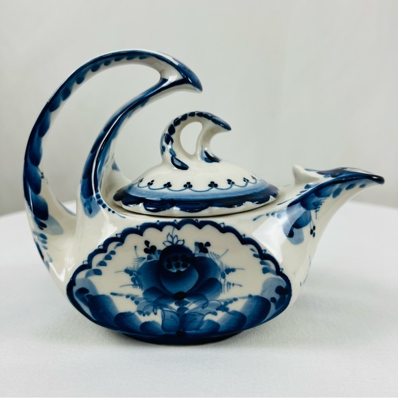 Gzhel Porcelain | Other | Vintage Gzhel Hand Painted Floral White And ...